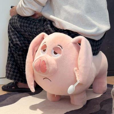 飞YUM猪板动凳儿童二师口兄入户换天鞋凳子滑物猪猪滑轮实木