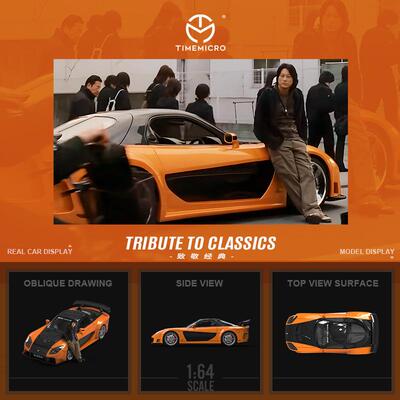 -TM1:64马自达RX-7Veilside速度与激情仿真合金汽车模型