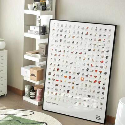 Vitra设计博物馆经典名椅画北欧极简风格挂画客厅玄关卧室落地画