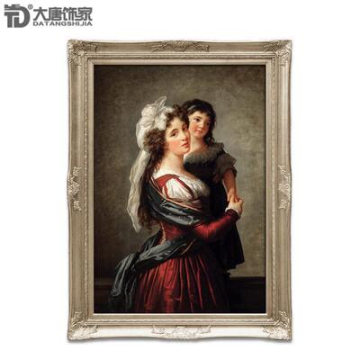 纯手绘卧室式系挂画玄关油画欧美壁炉挂画母爱例画合式辑N1N19191