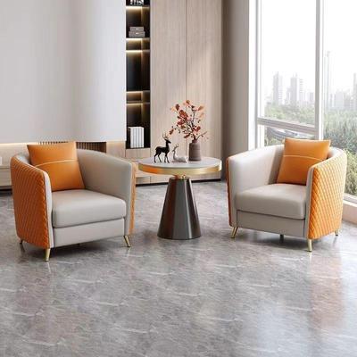 轻奢简约单人沙发茶几组合酒店接待售楼处休闲洽谈沙发桌椅组合