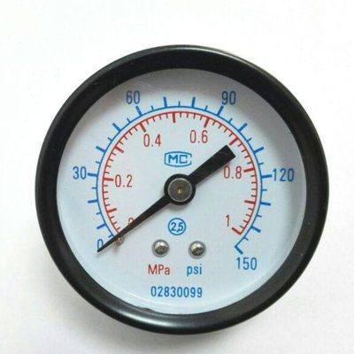 气压压力表 表盘50mm 压力1mpa 150psi 轴向螺纹在后 两分牙ZG1/4