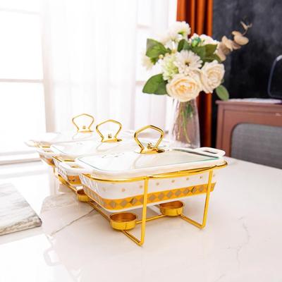 casserole三格金色架子珠点陶瓷烤盘金点3pcsbakeware