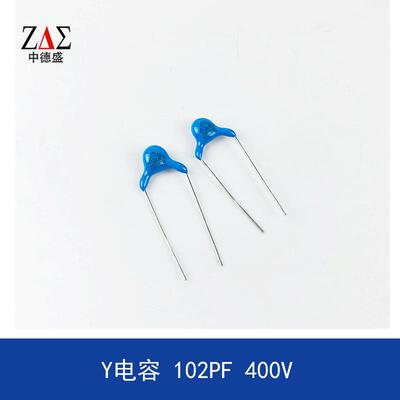 高压瓷片安规Y1电容AC400V102M1000pF1nFX1Y1蓝色P=10mm