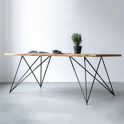 欧KNA式铁艺实木办桌公桌椅组合家用书房子小桌户意型创电脑办公