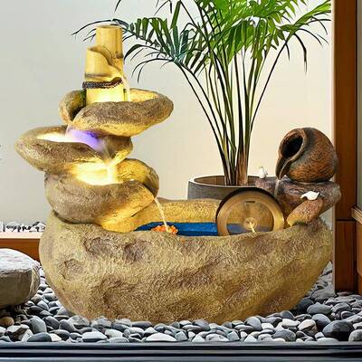 中式简约流水20333喷泉桌面落地件客厅前台装景新观自循摆环水饰