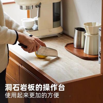 餐边柜复风实木小古RPK型餐厅橱柜置柜洞石岩板储户物柜多功物能