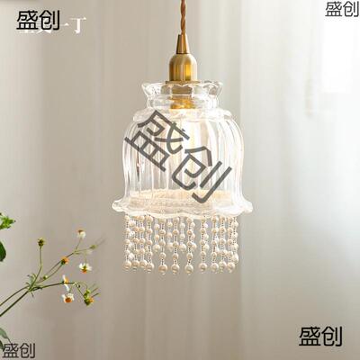 7W轻式奢灯美法式单头小吊头灯珍61870珠吊玻璃床柜吧台飘窗灯