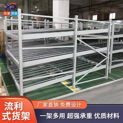 电商分拣架厂家25068流利货架车间滑动带滚轮架筒式厂重货型流利