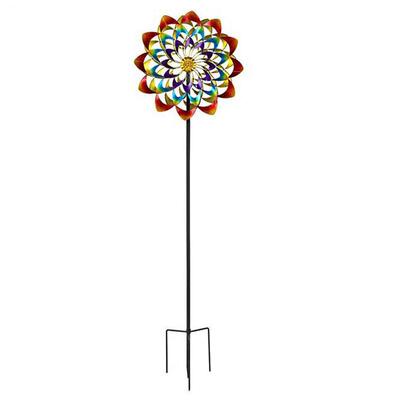 厂直销欧式花园铁艺金属工品艺风车花插68705园林院庭插件地家插