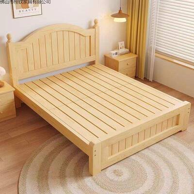 实木床简约现代全1.5米双人床主.卧出租房家用XpT4c8az经济型12单