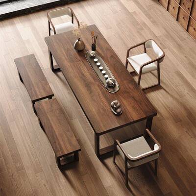 高南美胡桃木实木茶桌椅SSI组合原木约全客厅简家用档茶台阳台茶