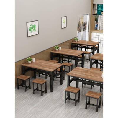 桌椅组合济小吃店蛳饭店螺QMA粉桌子长方形快餐烧烤店饭桌经型桌