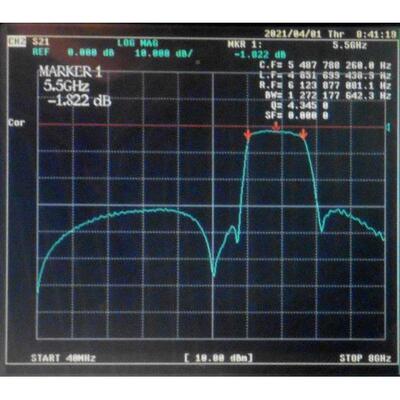 .8G(5000-6OAY00通0MHz5)UWB无线系统专用宽带带滤波器。SMA接口-