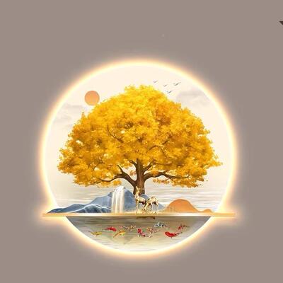 中带式入户水玄关装饰HLT-282画LE新D灯山画客厅走廊过道挂画迎客