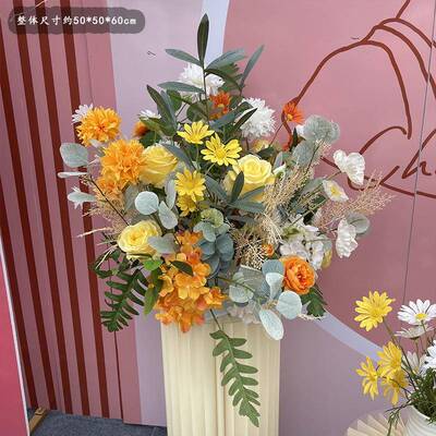 新款大婚庆NWO地尤花排香槟色玫瑰款仿真绢花排装饰加利T台婚礼路