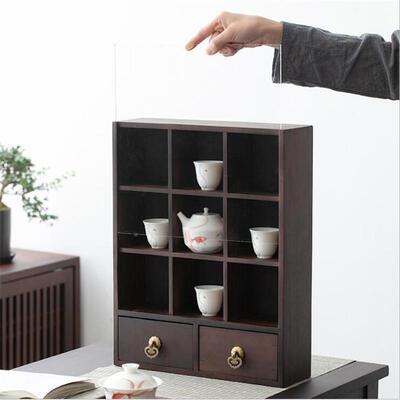 胡桃木宫多宝收阁置茶物架小型具古玩实木九格博古架展示TTH架纳