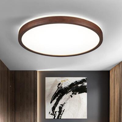 新中式顶灯实22030木简约现代卧室灯长形胡客桃木方色大气吸家用