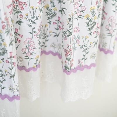 挡HEGALY紫色碎花自然遮花卉小众门帘棉布透印花小RVA帘子透光不