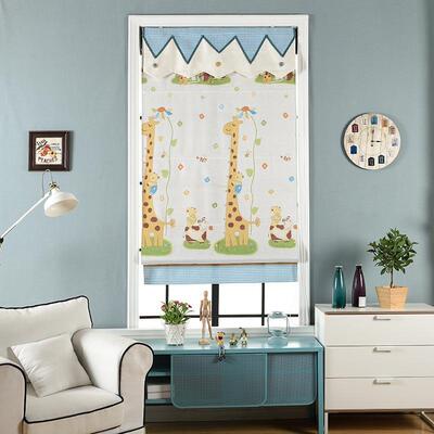 雪尼尔北罗欧风格现百代简约扇形308帘升降叶成品马窗帘客厅罗马