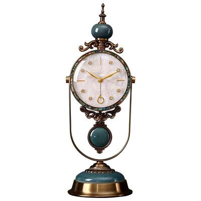 美式表面摆台式轻奢坐座钟客厅桌时钟装饰钟家用件复古摆AMS-602