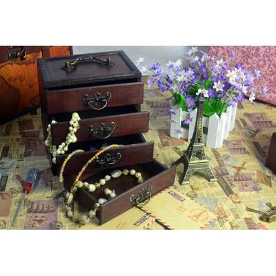 明清式复古典木质首饰盒旧仿古木盒子梳盒DXF18042百做中宝箱妆收