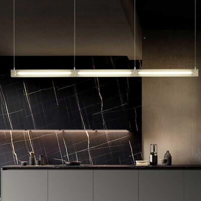 餐厅吊灯现代极扎简创意玻一字长条57704灯设计师台办公室璃岛吧