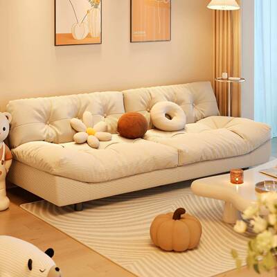 h47896云朵沙新款现代奶简约油风客厅小户型直排双三人沙位懒人布