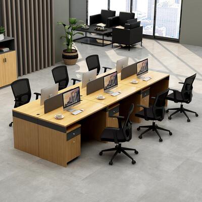 办公室桌卡椅简组合职员办公桌员工电57863脑桌4代-6人工位约现财