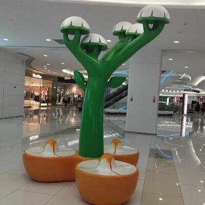 代卡通雕塑座椅商HYG600场美陈合组儿童游现乐闲椅子玻璃钢休蘑菇树坐凳