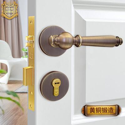 铠铜威美法式铜轻奢手入黄户房间8047门分体卧锁轻奢静音室内室把