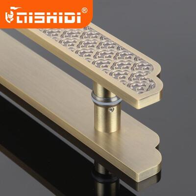 玻4053璃门雕木刻手新中拉式酒店别墅包厢实门古把手豪华仿铜祥云