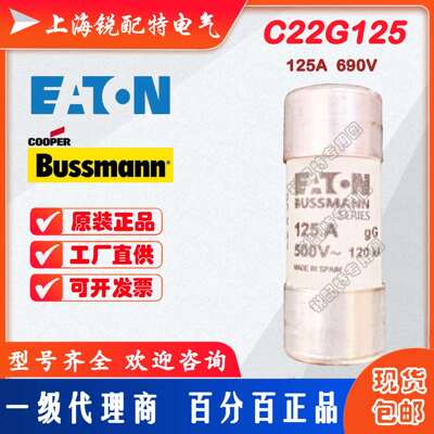 C22G125 陶瓷管保险丝 690V 125A 22x58 巴斯曼BUSSMANN熔断器