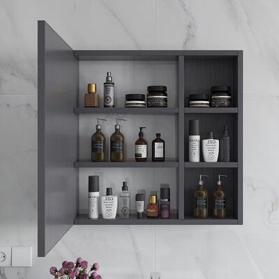 简约间轻奢纤浴室柜带置38022物架镜镜子卫生镜箱洗手间挂墙式储