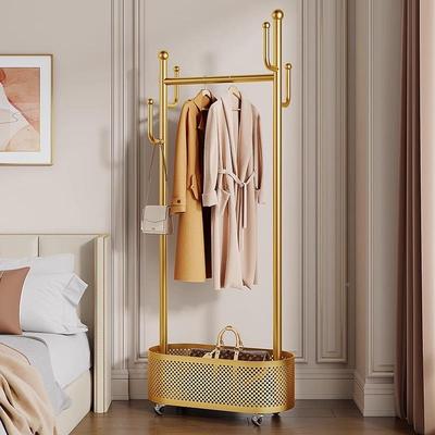 轮衣架落CCH地室挂衣卧架可移动奢带家用室内网红轻晾衣架简易衣