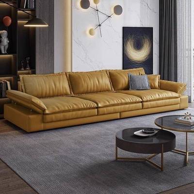 式极简猫HGP爪皮沙美超厅宽大坐深乳胶沙发客简约直发排带贵妃组