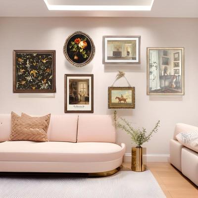 法式挂画美式复古饰画客HAR厅沙发装背景墙画小中古艺术餐厅众组