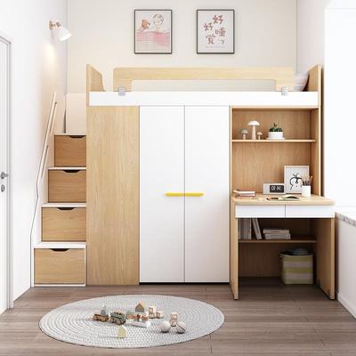 儿童上床下书桌多功能组合双层上下铺上层床小层学习桌一体小户型