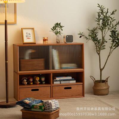 家日式木书落柜小户型用客厅储51499物组实合柜书房多功能置物收