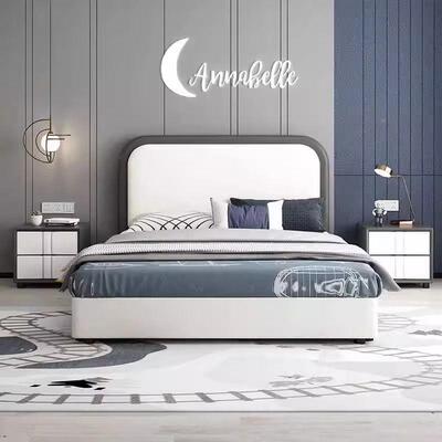 简约床12303现代单家用卧室主卧实木人床儿童软床男孩包皮床双人