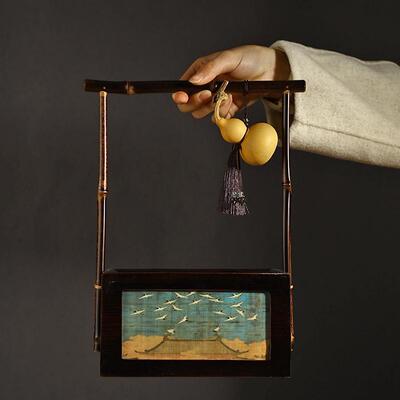 布制艺新中式竹实木手纸巾盒客厅提家居紫创意提抽纸盒复古NBL竹