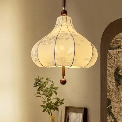 2844古吊灯vintage中网美式复古餐厅法式布艺实木红卧灯室书房栗