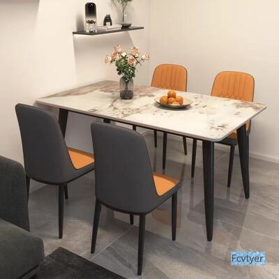 as1256琅誉嘉小户代型光加厚岩板家用哑现桌简约餐桌椅组合亮光饭