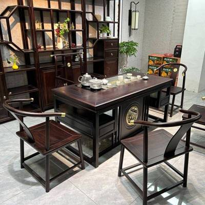 新中式木厂茶台组合办公家用工夫茶洽谈泡茶台1.8米茶实CXM桌桌家