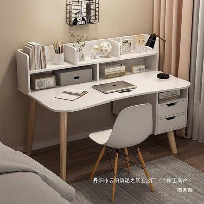 ICX直厂家销床电形脑桌卧室书桌学生边桌学习写字桌书架长方简易