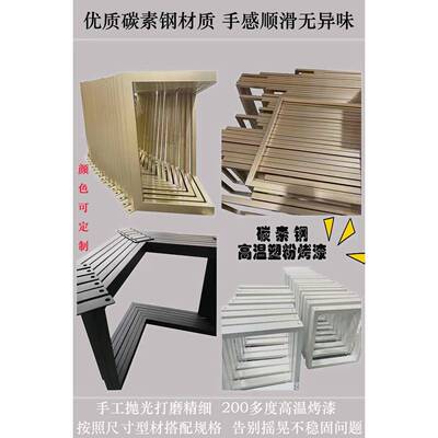 桌铁艺V123桌腿茶议桌架烤漆餐桌脚架岩会板桌脚不锈钢桌办公支撑