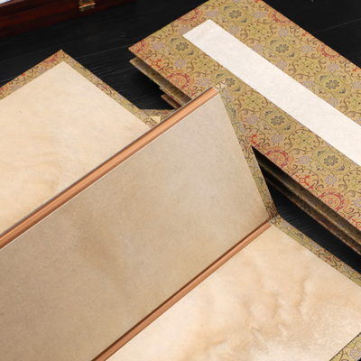 文必升泾县手工硬卡折页册页书法绘画工笔画花鸟屏风长条两折拜师