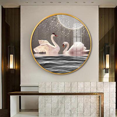 床卧室温馨天鹅挂画LVR现代中式简新约装饰画客发厅沙背景挂墙壁