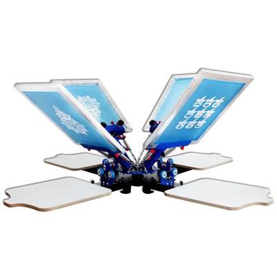 E442Z桌面固定式微调型四色四工位单轮转四色套印丝印机