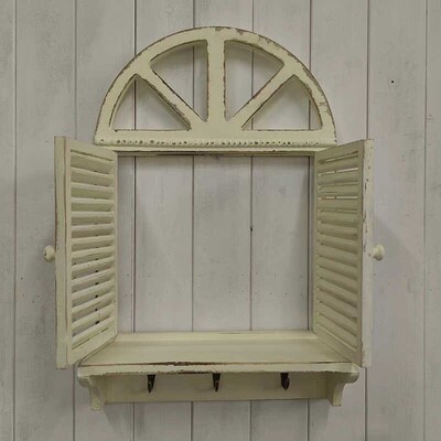 法式复古做旧木艺假窗框壁饰圆弧窗户客厅餐厅花园庭院民宿壁挂